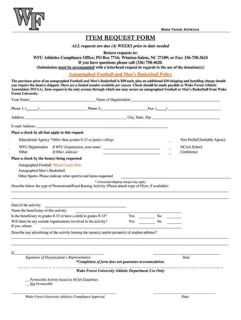 Fillable Online ITEM REQUEST FORM Fax Email Print - pdfFiller