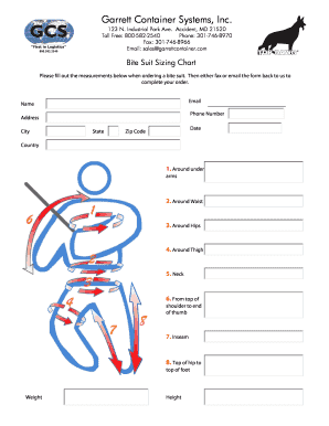 Fillable Online Bite Suit Sizing Chart - Garrett Container Systems Inc ...