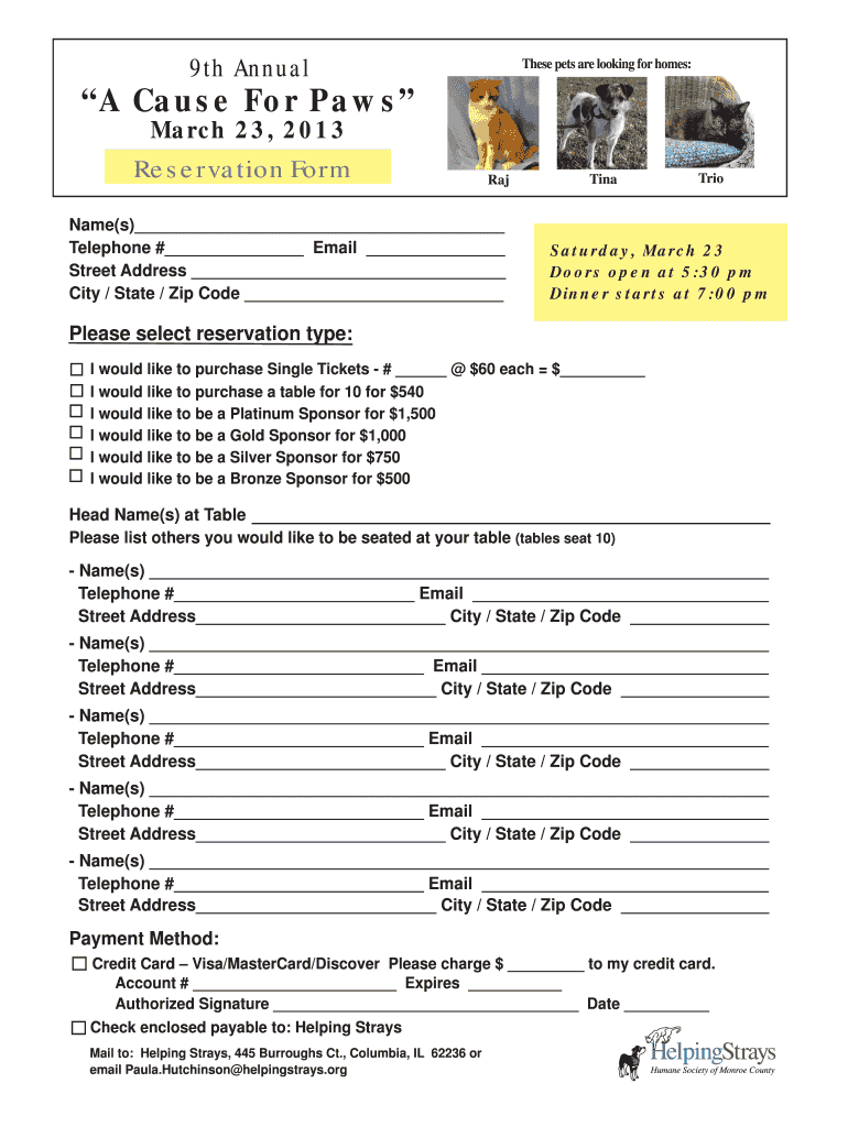 Fillable Online helpingstrays A Cause For Paws - helpingstrays Fax ...