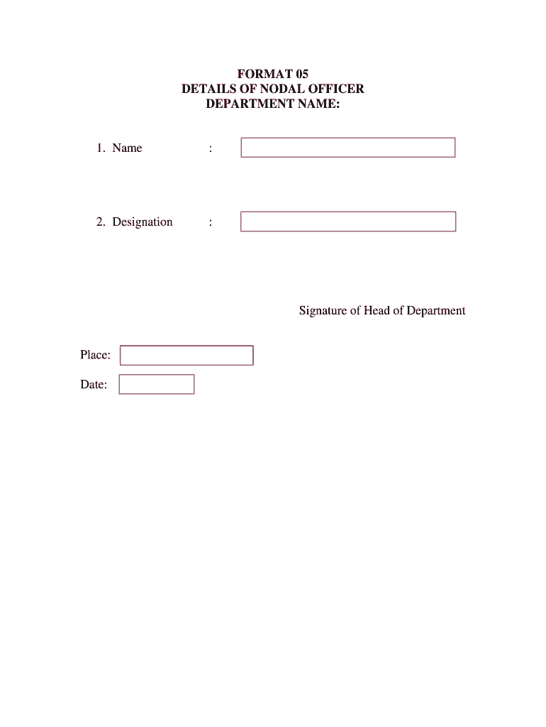 Fillable Online old itmission kerala gov FORMAT 05 DETAILS OF NODAL ...