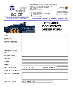 Fillable Online saiat org 2016 JBCC DOCUMENTS ORDER FORM - SAIAT Fax ...