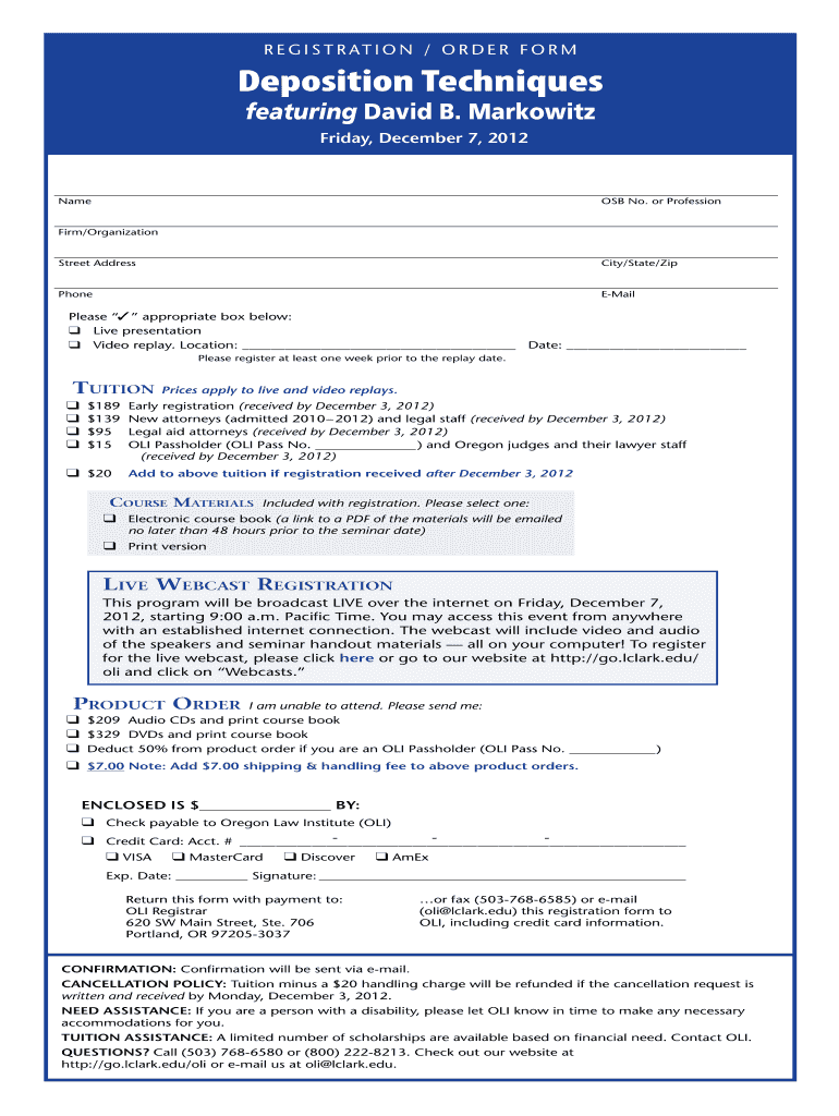 Fillable Online law lclark DePOsitiOn techniques DePOsitiOn techniques - Lewis & Clark Law ...