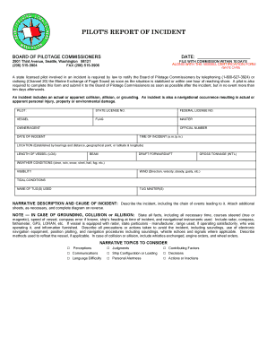 Fillable Online PILOTS REPORT OF INCIDENT Fax Email Print - pdfFiller