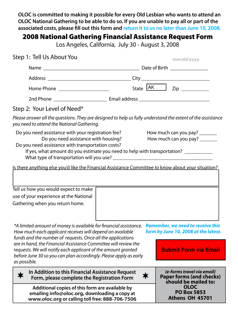 Fillable Online oloc OLOC is committed to making it possible for every ...