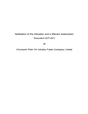 Fillable Online Notification of the Allocation and a Warrant ...
