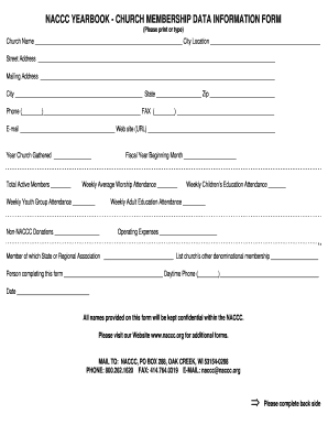 Church Member Information Form | pdfFiller