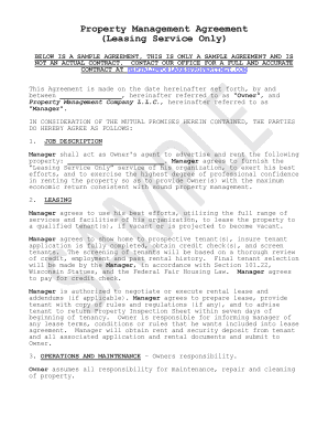 Fillable Online Property Management Agreement Leasing Service Only Fax ...