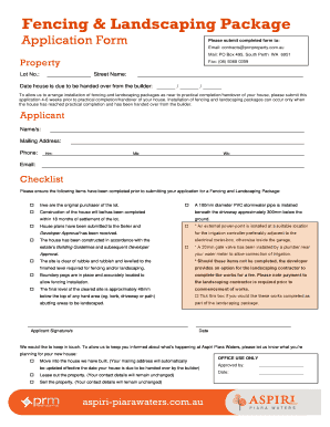Fillable Online Aspiri Fencing and Landscaping Application Form Fax ...