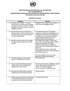Fillable Online JOINT UN REQUEST FOR PROPOSAL: No Fax Email Print ...