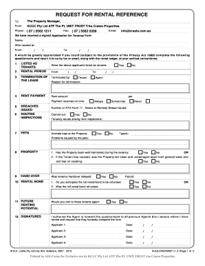 Fillable Online REQUEST FOR RENTAL REFERENCE Fax Email Print - pdfFiller