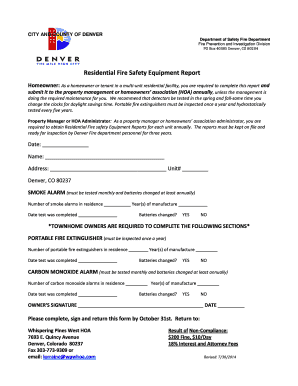 Fillable Online wpwhoa Residential Fire Safety Equipment Report ...