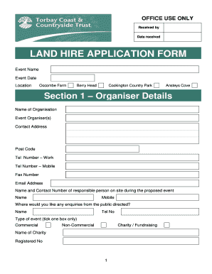 Fillable Online LAND HIRE APPLICATION FORM Fax Email Print - pdfFiller