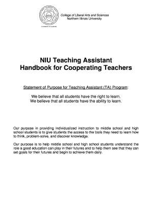 Fillable Online niu NIU Teaching Assistant Handbook - Northern Illinois ...