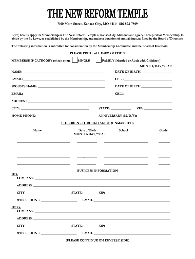 Fillable Online nrtkc I we hereby apply for Membership in The New ...