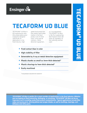 Fillable Online TECA TECAFORM UD BLUE FORM UD Food contact blue in ...