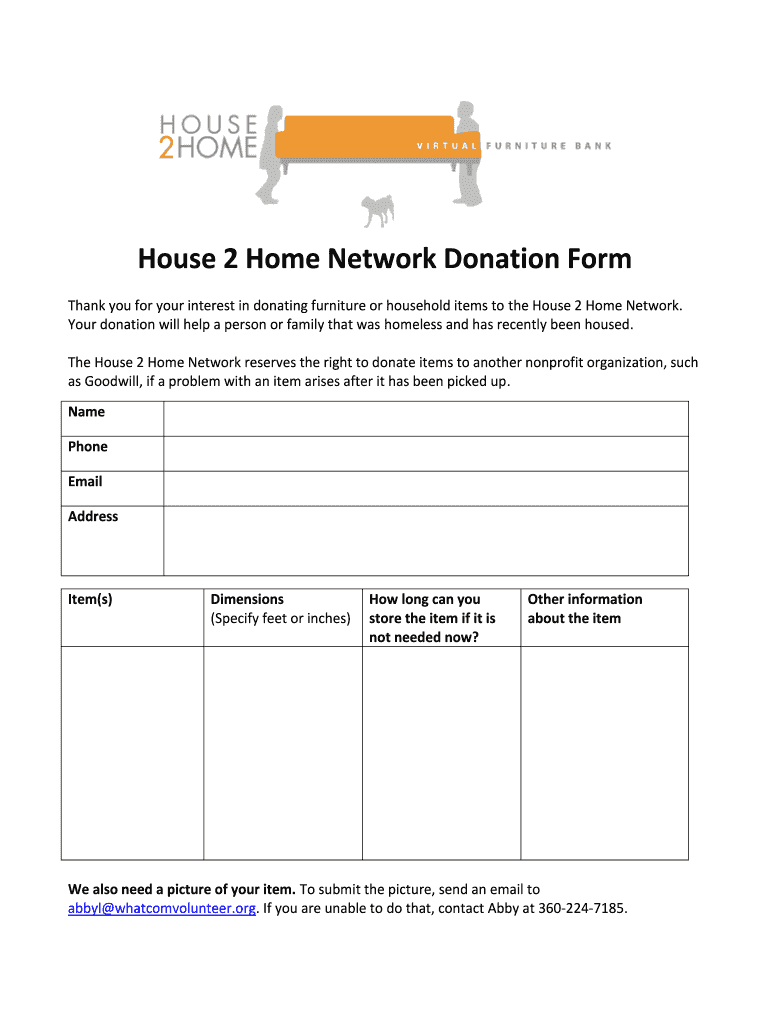 Fillable Online whatcomvolunteer House 2 Home Network Donation Form ...