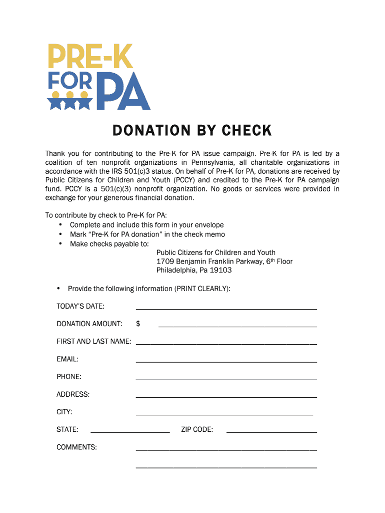 Fillable Online prekforpa Pre-K for PA donation formdocx - prekforpa ...