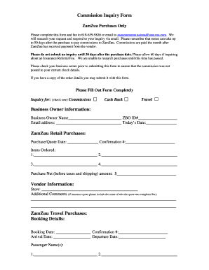 Fillable Online Commission Inquiry Form Fax Email Print - pdfFiller