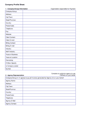 Fillable Online Company Profile Sheet - bCSRwireb Fax Email Print ...