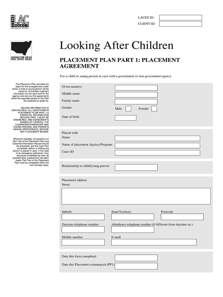 Fillable Online pdc org PLACEMENT PLAN PART 1 PLACEMENT - pdc org Fax Email Print - pdfFiller