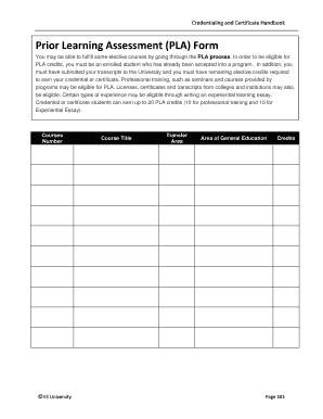 Fillable Online hsuniversity Prior Learning Assessment PLA Form - HS ...