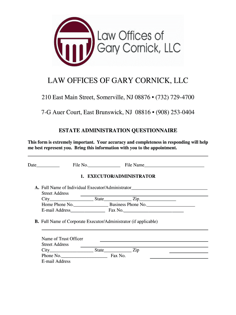 Fillable Online Estate administration.pdf - Law Offices of Gary Cornick ...