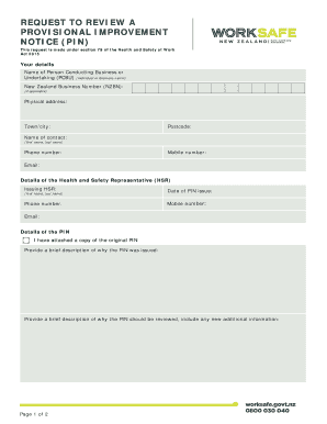 Fillable Online Request to Review a bProvisionalb Improvement Notice ...