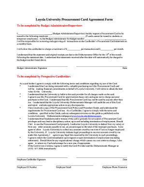 Fillable Online loyola Loyola University Procurement bCard Agreementb ...