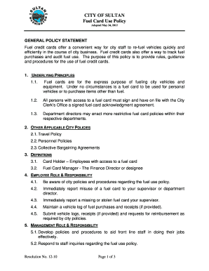 Fillable Online Fuel Card Use Policy Fax Email Print - pdfFiller