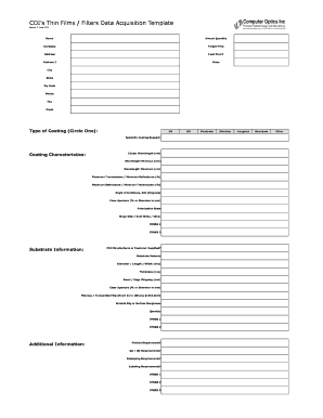 Fillable Online COI Spec Obtaining Form - TF-Filtersxlsx Fax Email Print - pdfFiller