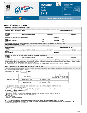 Fillable Online APPLICATION FORM - Madrid Games Week Fax Email Print ...
