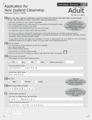 Fillable Online jpauckland org Application for New Zealand Citizenship Adult Fax Email Print ...