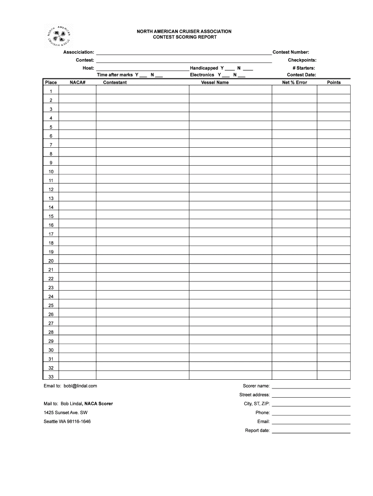 Fillable Online predictedlog NACA Scoring Template.xls Fax Email Print ...