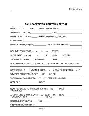 Fillable Online DAILY EXCAVATION INSPECTION REPORT Fax Email Print ...