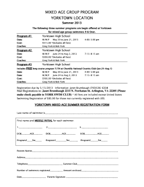Fillable Online MIXED AGE GROUP PROGRAM Fax Email Print - pdfFiller