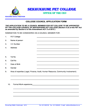 Fillable Online sekfetcol Sekhukhune FET college OFFICE OF THE CEO ...