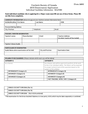 Fillable Online 2015 Examination Application Individual Candidate Fax ...
