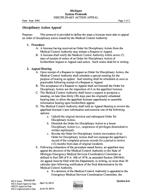 Fillable Online Disciplinary Action Appeal - Schoolcraft Memorial ...