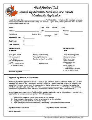 Fillable Online campfit Pathfinder Club Membership Applicationdoc ...