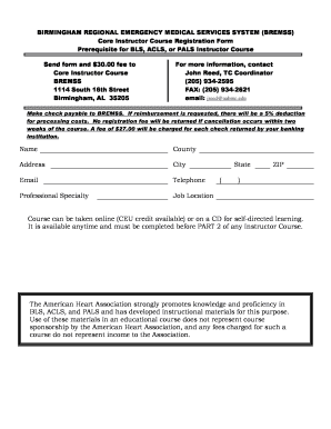Fillable Online BLS Instructor EMS Application 2005doc Fax Email Print ...