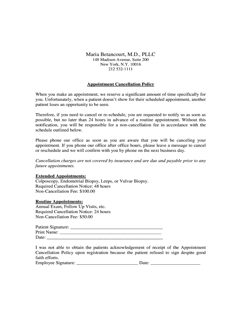 Fillable Online Appointment Cancelltion Policy Fax Email Print - pdfFiller