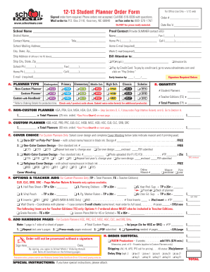 Fillable Online 12-13 Student Planner Order Form - School Mate ...