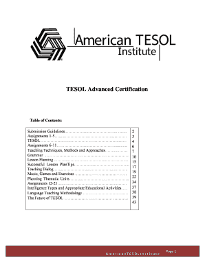 Fillable Online tesolteachers TESOL Advanced Certification - TESOL ...