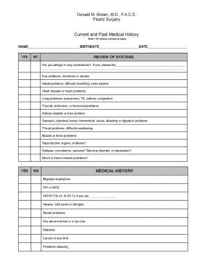 Fillable Online Current and Past Medical History Fax Email Print ...