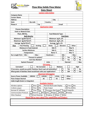 Fillable Online Flow-Way Solids Flow Meter Data Sheet - Belt-Way Scales ...