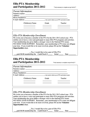Fillable Online www1 sd25 Ellis PTA Membership Enrollment - www1 sd25 ...