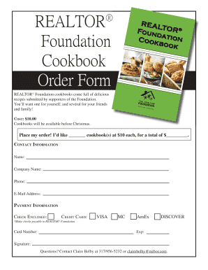 Fillable Online REALTOR Foundation Cookbook Order Form Fax Email Print ...