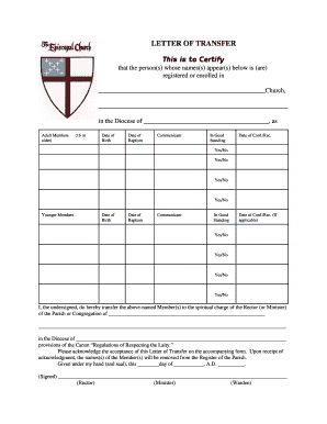 Fillable Online sttimothy indydio LETTER OF TRANSFER - St Timothys ...