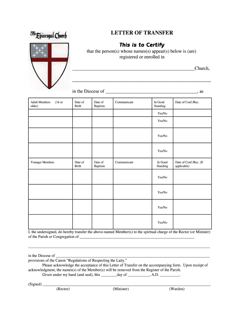 Fillable Online sttimothy indydio LETTER OF TRANSFER - St Timothys ...