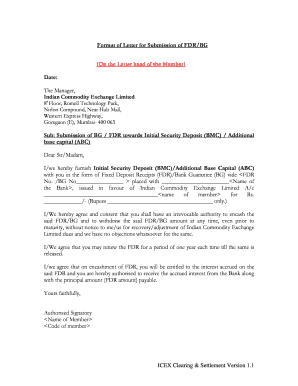 Fillable Online Format of Letter for Submission of FDR BGdoc Fax Email ...